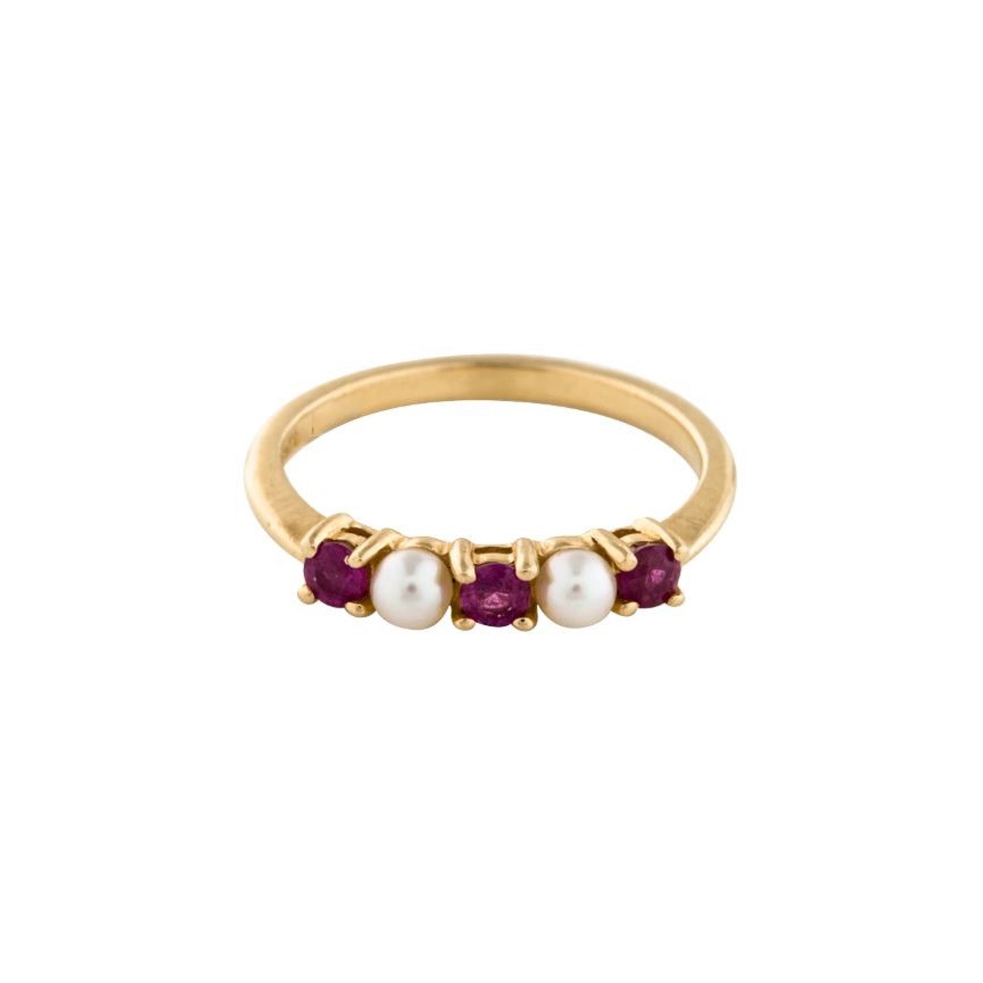 18K Yellow Gold Tiffany & CO Pearl and Ruby Ring