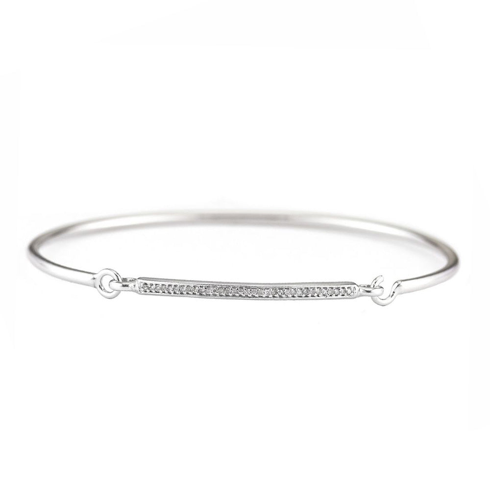 Sterling Silver Diamond Bar Bangle