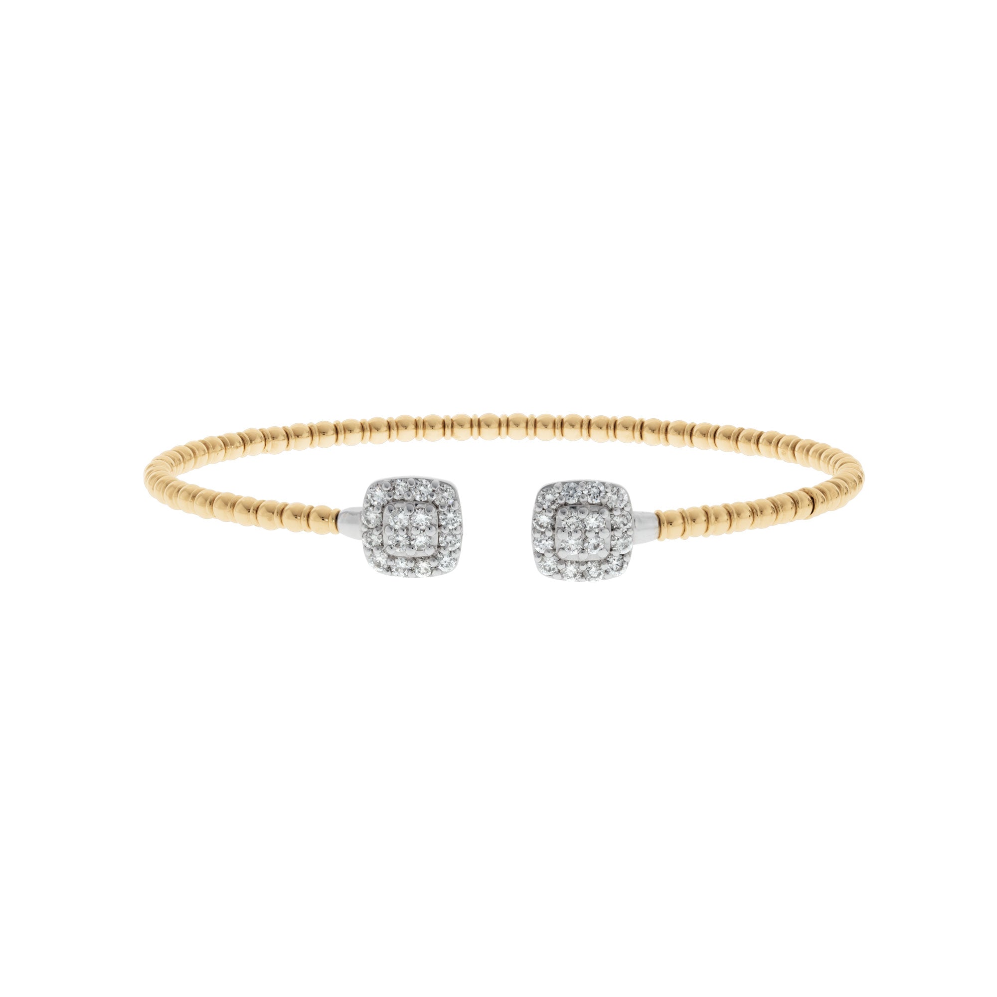 14K Two-Tone Diamond Open Bangle Bracelet
