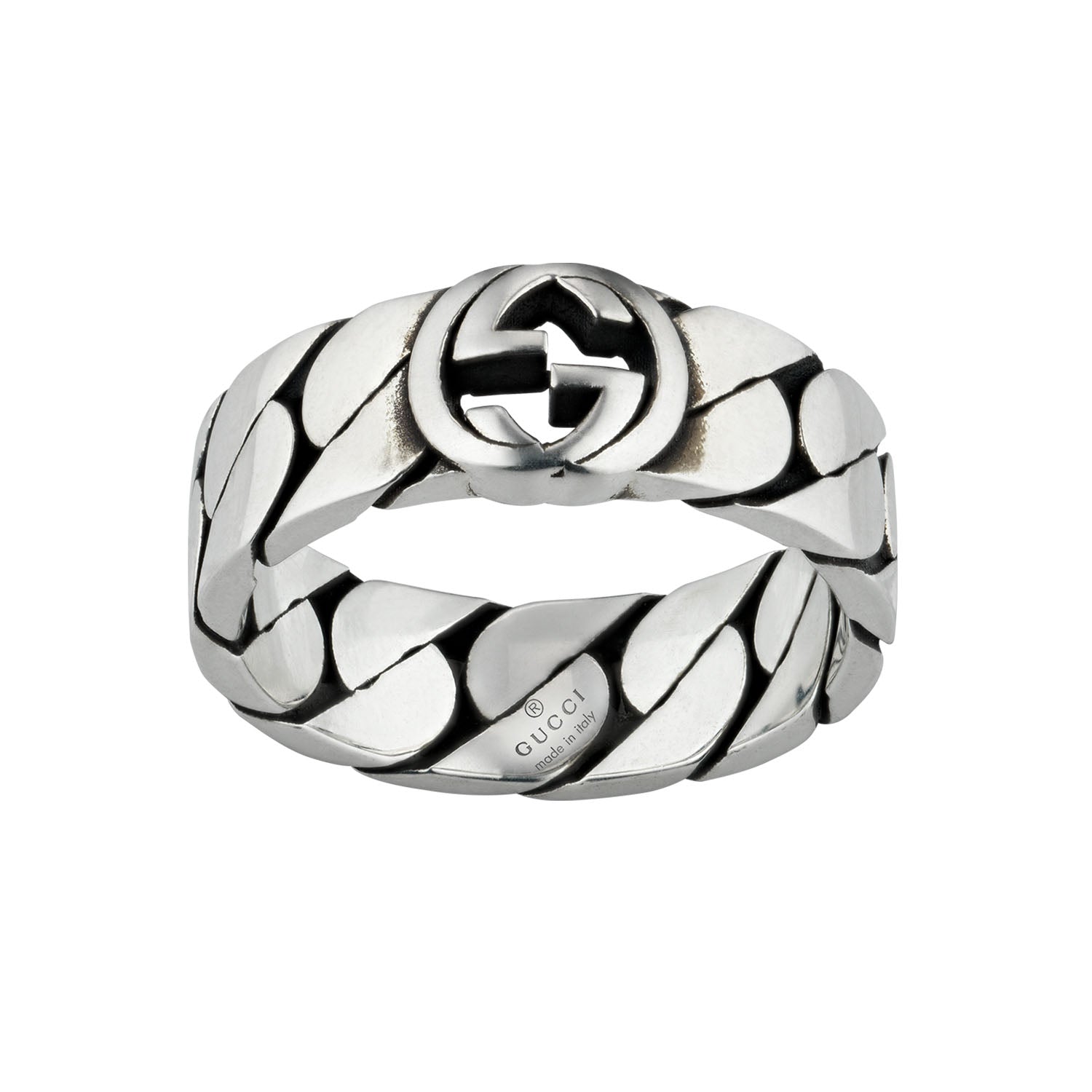 Gucci 6mm Interlocking Gourmette Ring in Sterling Silver