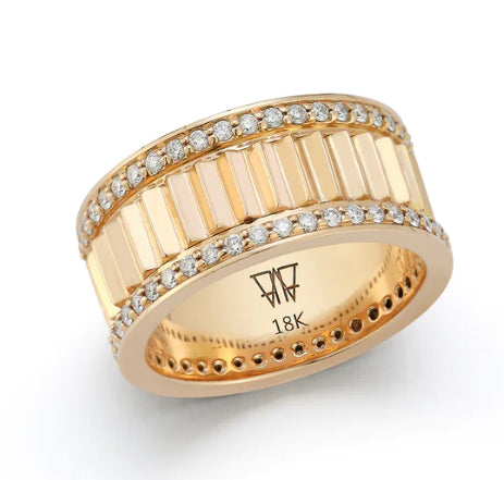 Clive Diamond Fluted Band Ring in 18K Rose Gold, 0.72 cttw