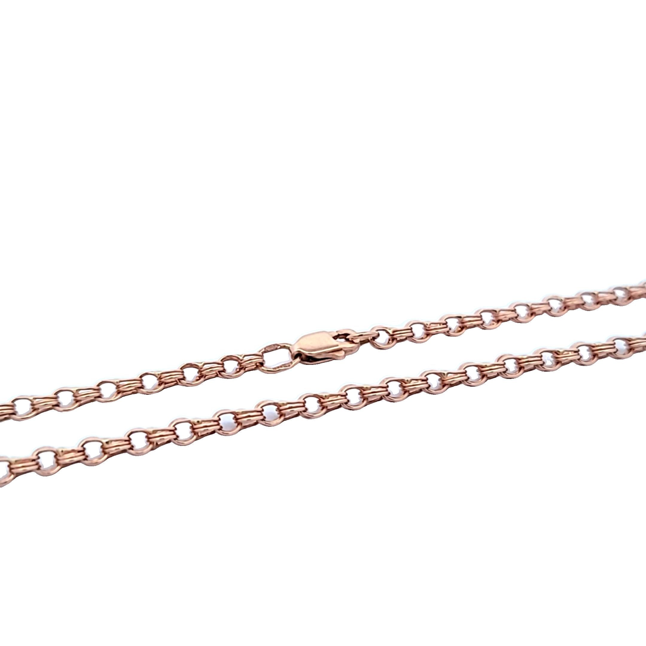 ESTATE 14K ROSE DOUBLE ROLO CHAIN NECKLACE 3MM WIDE, 20 INCHES LENGTH