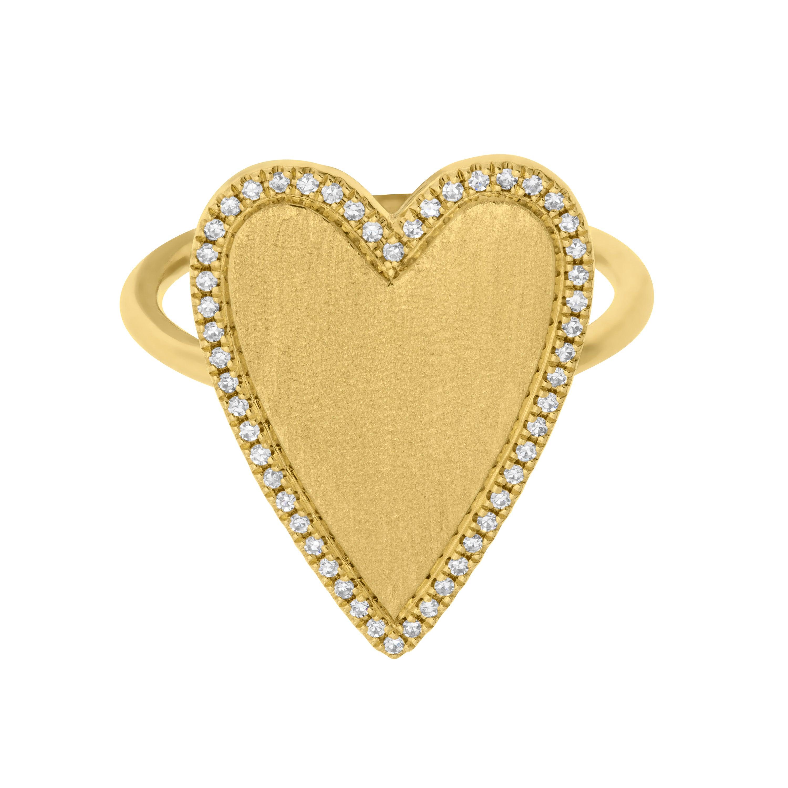 14k Gold and Diamond Heart Ring