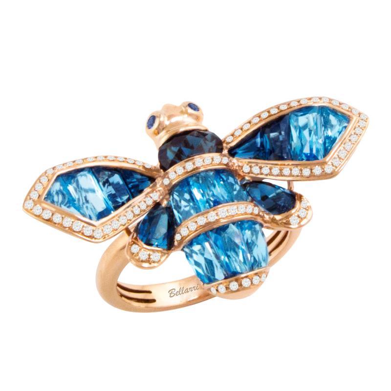 14 KARAT QUEEN BEE BLUE TOPAZ RING