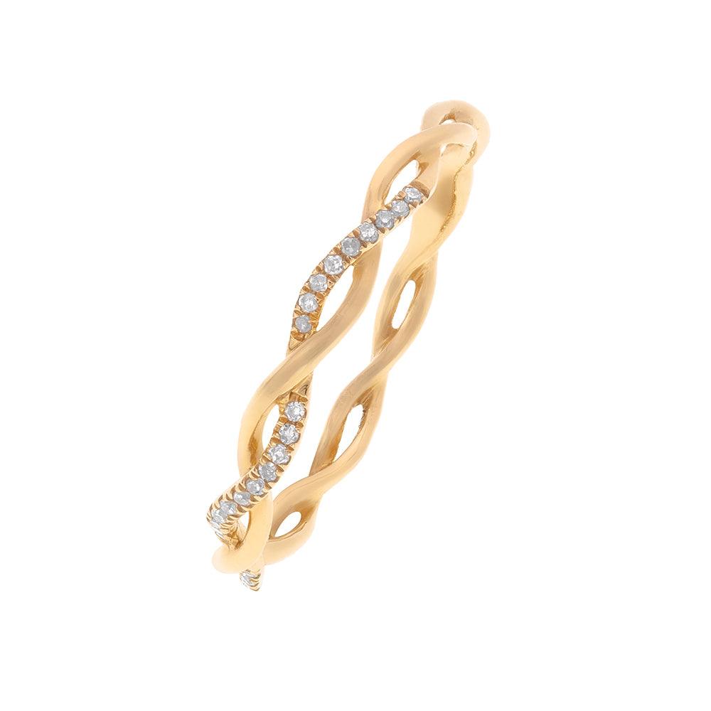 14K Yellow Gold Diamond Twist Ring