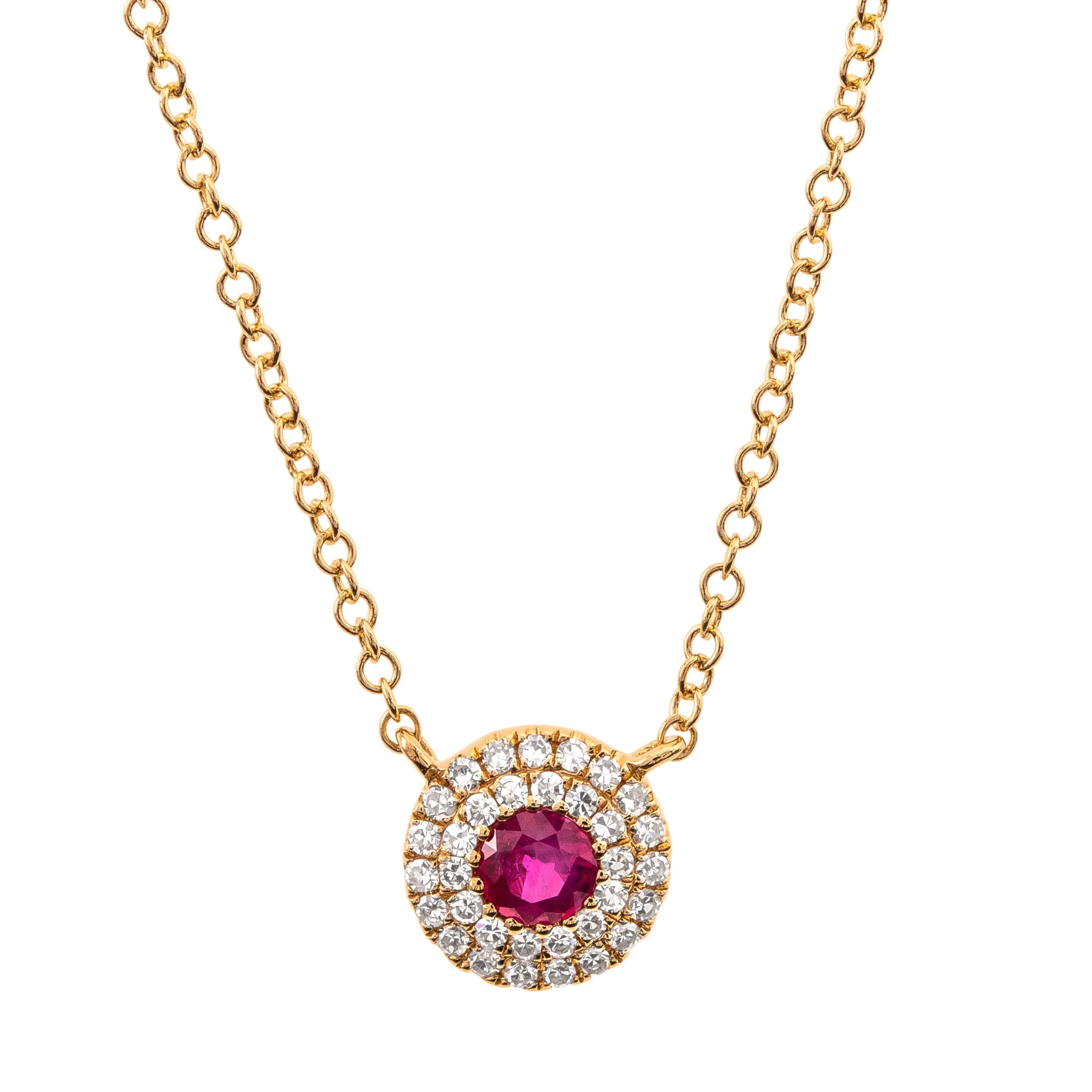 14K GOLD RUBY AND DIAMOND NECKLACE