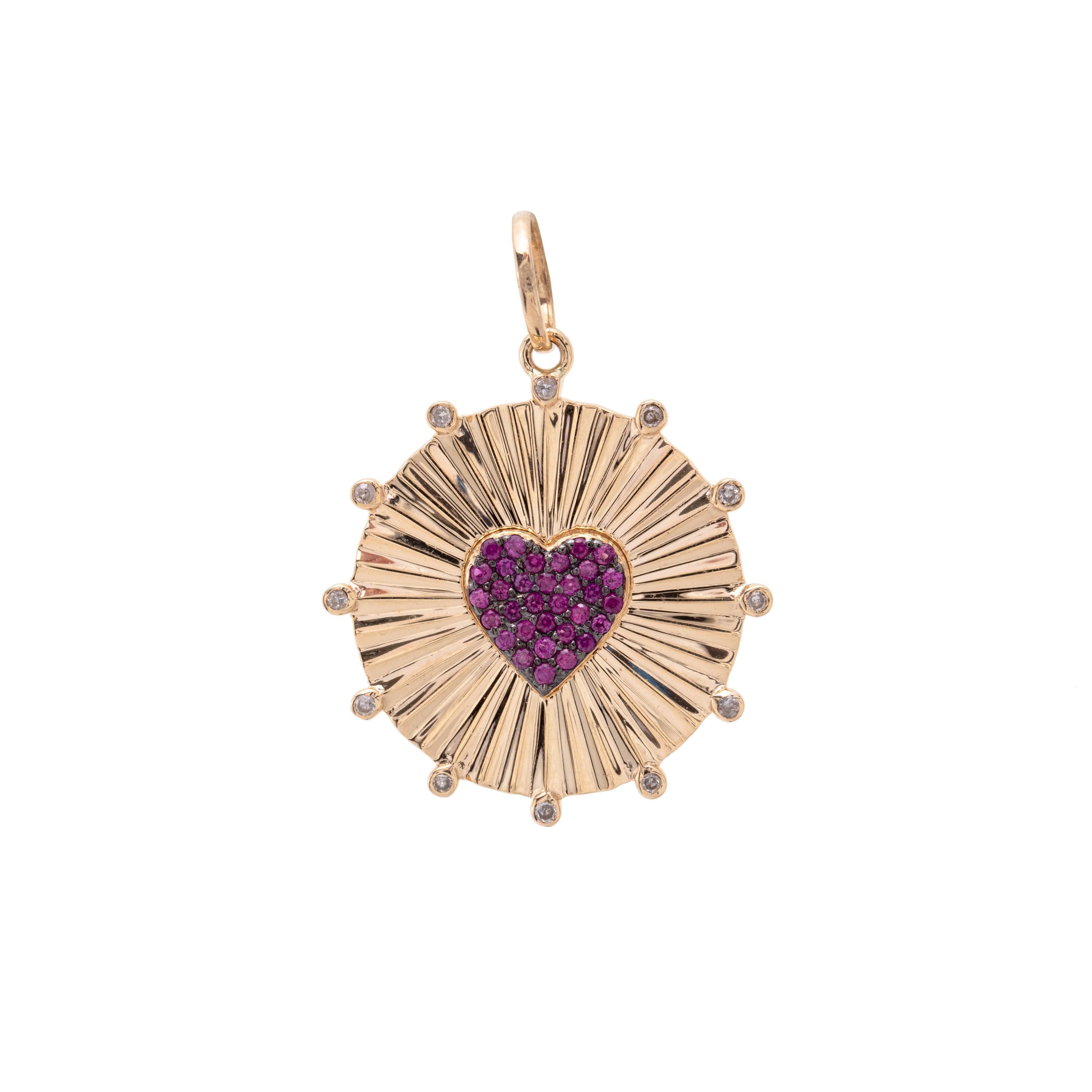 14K GOLD RUBY HEART CHARM