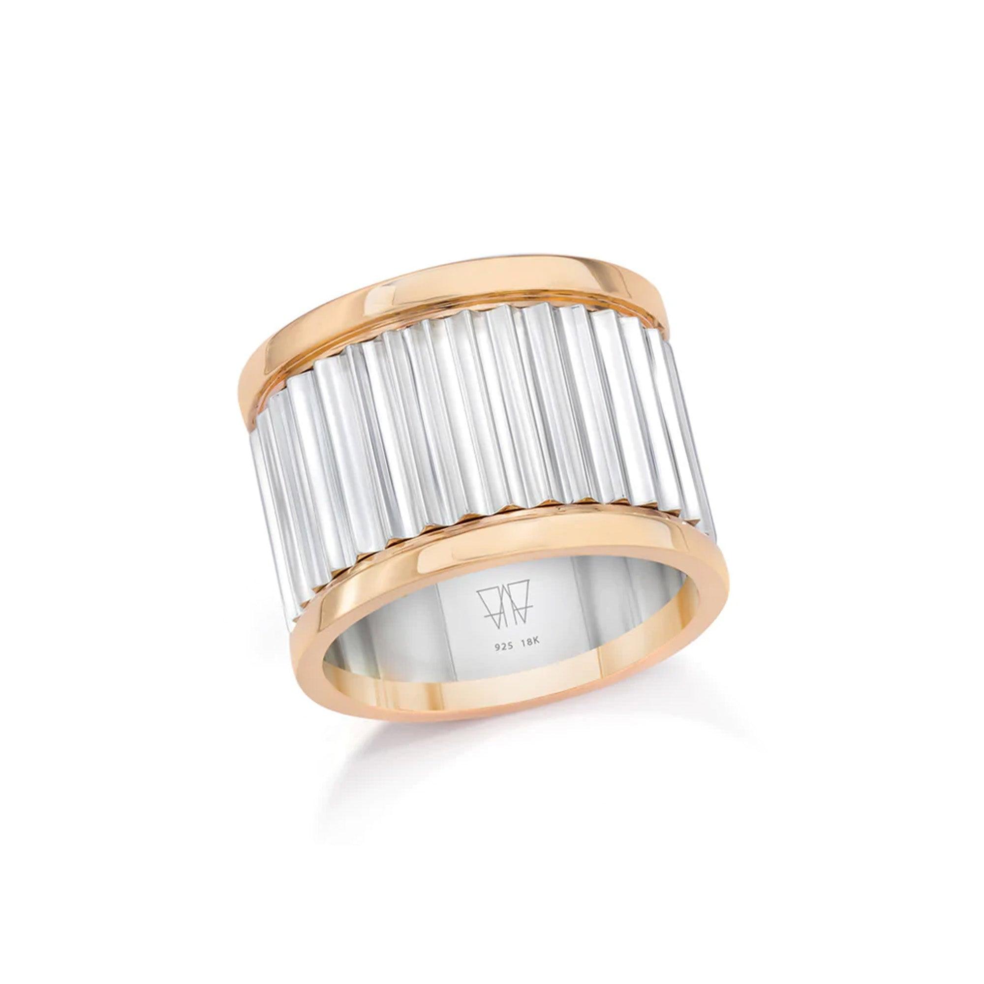 18K GOLD AND STERLING SILVER CLIVE FLUTED RING