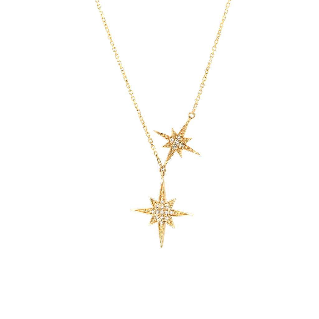 14K Yellow Gold Diamond Star Necklace
