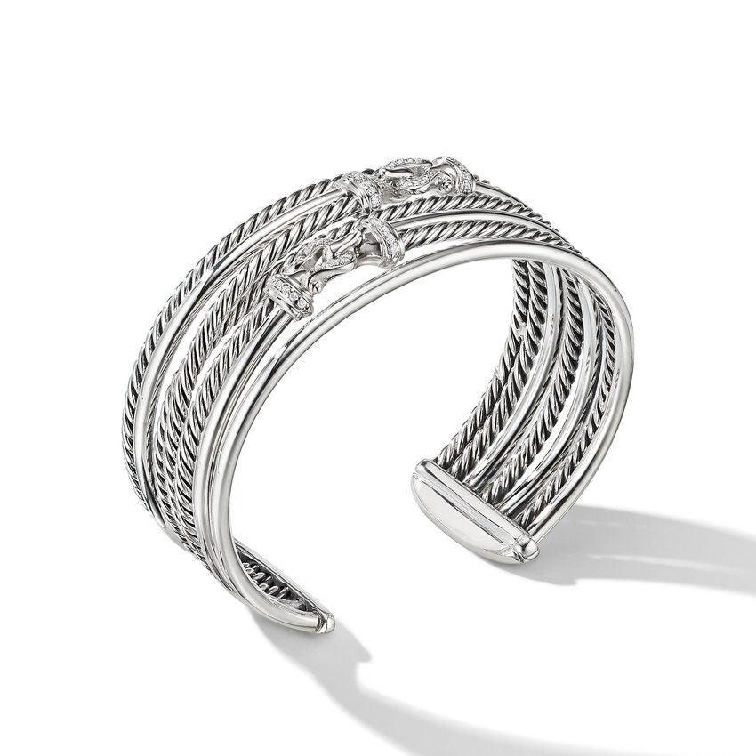 BUCKLE CROSSOVER CUFF BRACELET WITH DIAMONDS