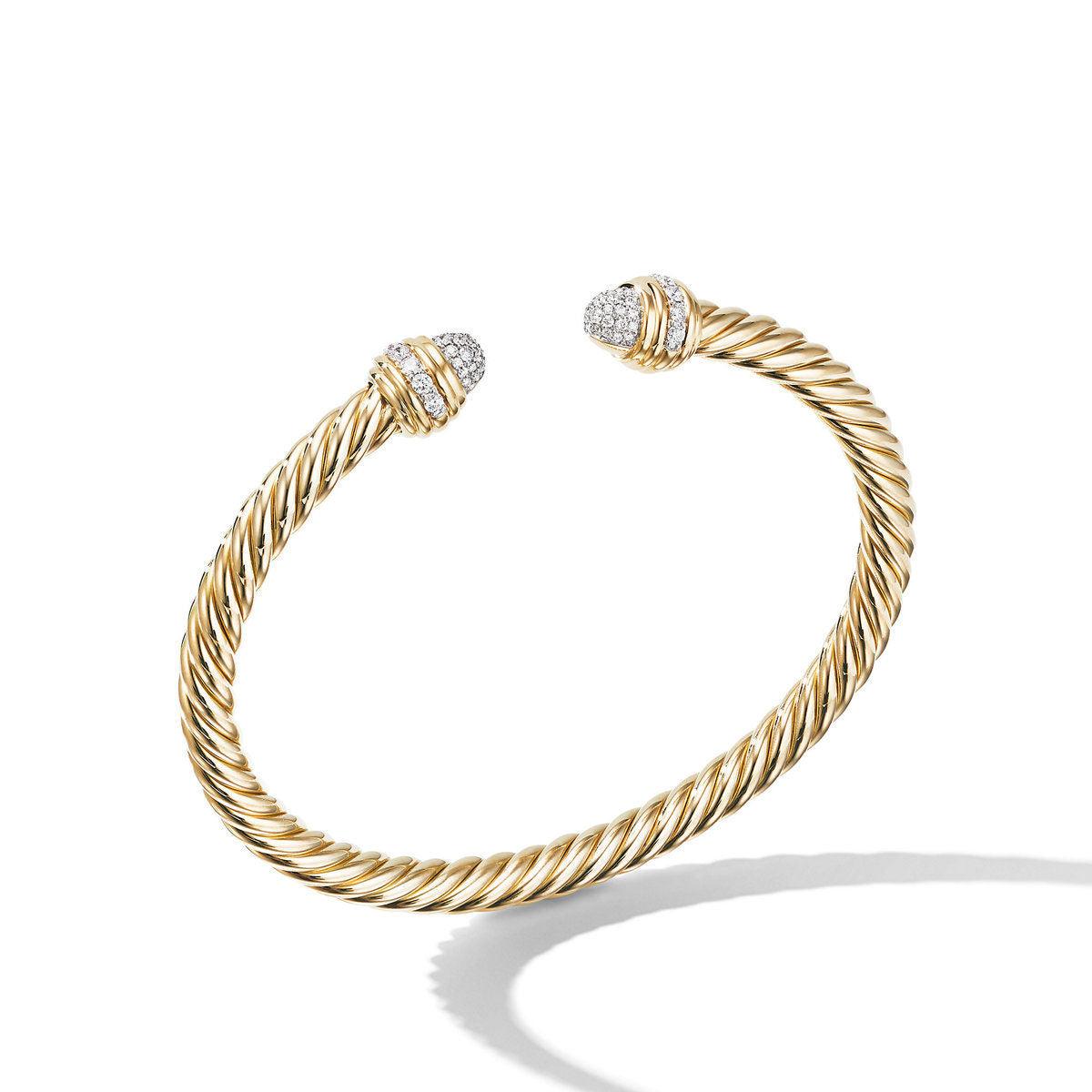 CABLE BRACELET IN 18K YELLOW WITH PAVE DIAMONDS
