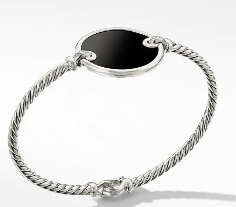 DY ELEMENTS BRACELETS IN STERLING SILVER WITH BLACK ONYX AND PAVE DIAM