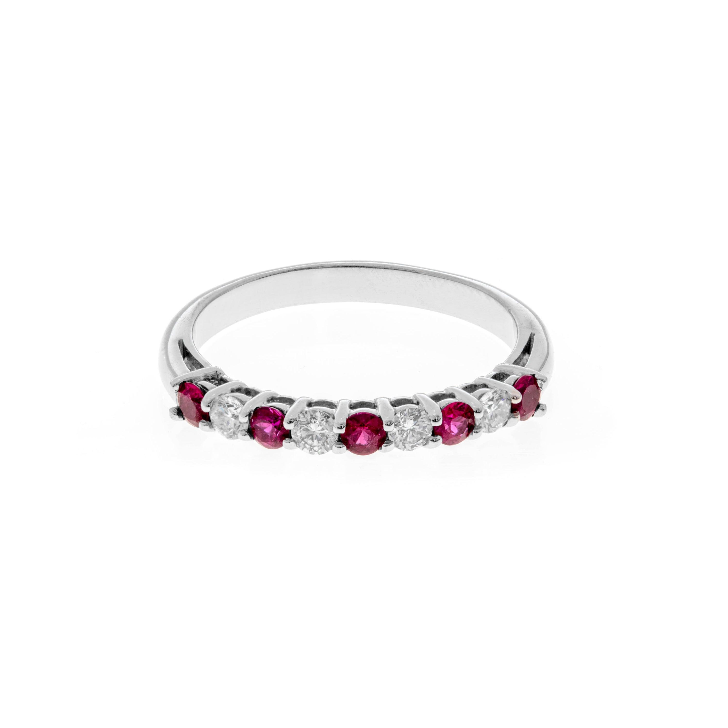 Ruby and Diamond Anniversary Band in Platinum