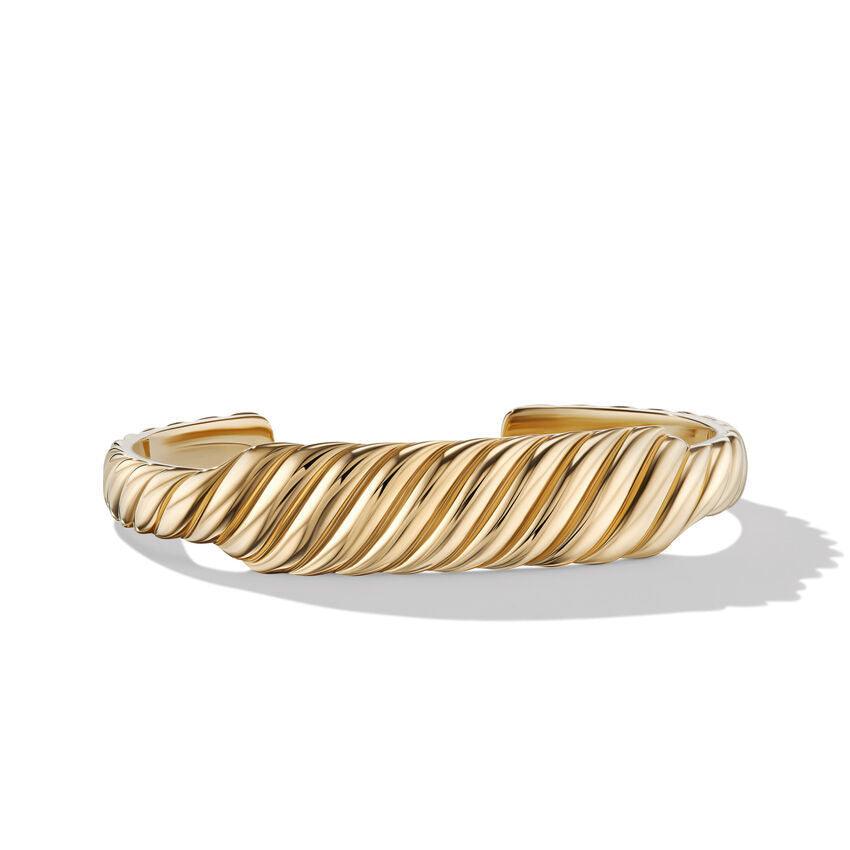SCULPTED CABLE CONTOUR CUFF BRACLET IN 18K YELLOW GOLD