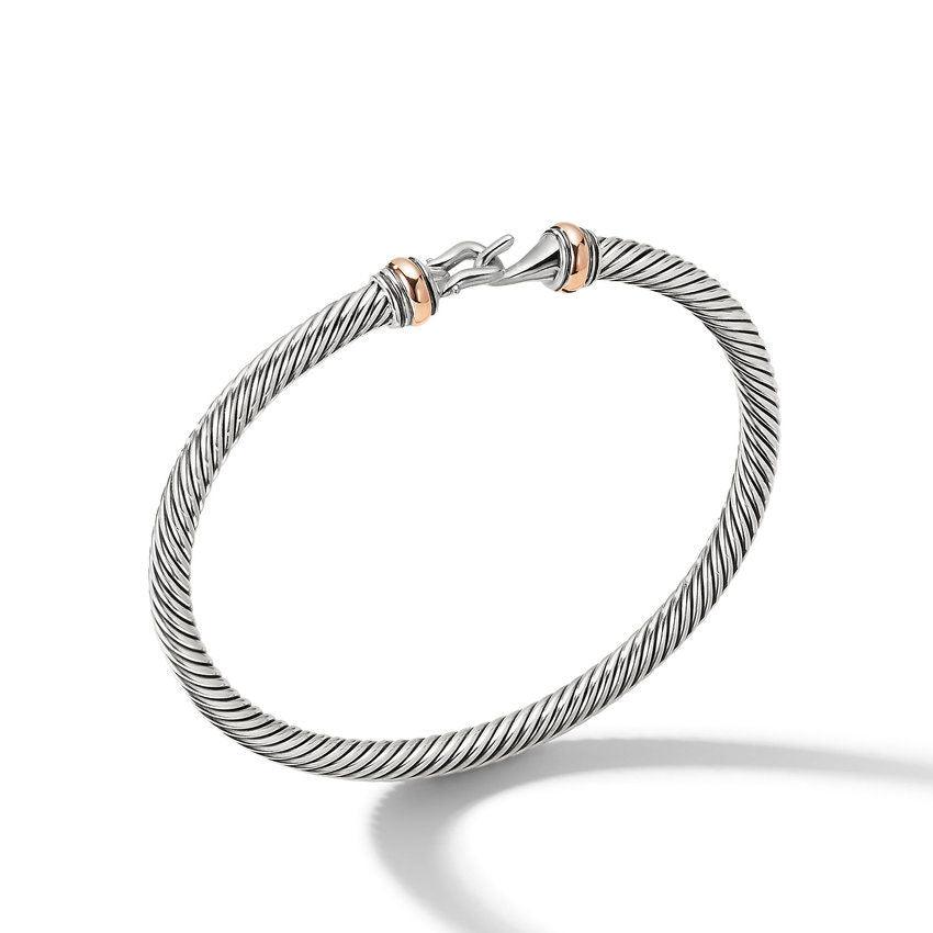 STERLING SILVER AND 18K ROSE GOLD CABLE BRACELET