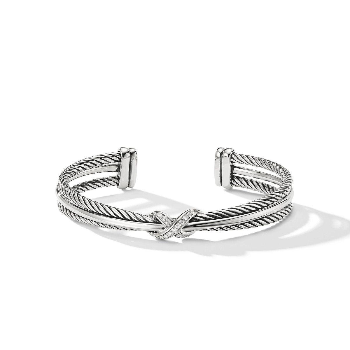 X CROSSOVER BRACELET WITH DIAMONDS